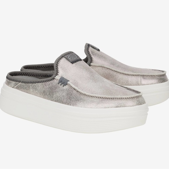 Hey Dude | Shoes | Hey Dude Silver Metallic Austin Lift Slipon Platform ...